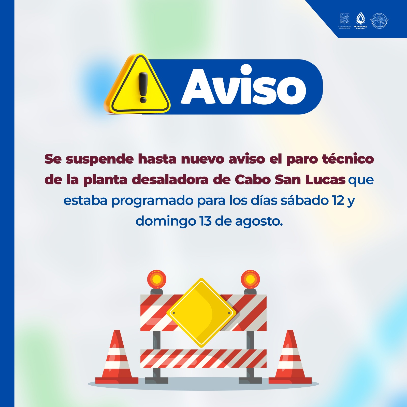 Se pospone hasta nuevo aviso paro técnico de la planta desaladora de Cabo San Lucas